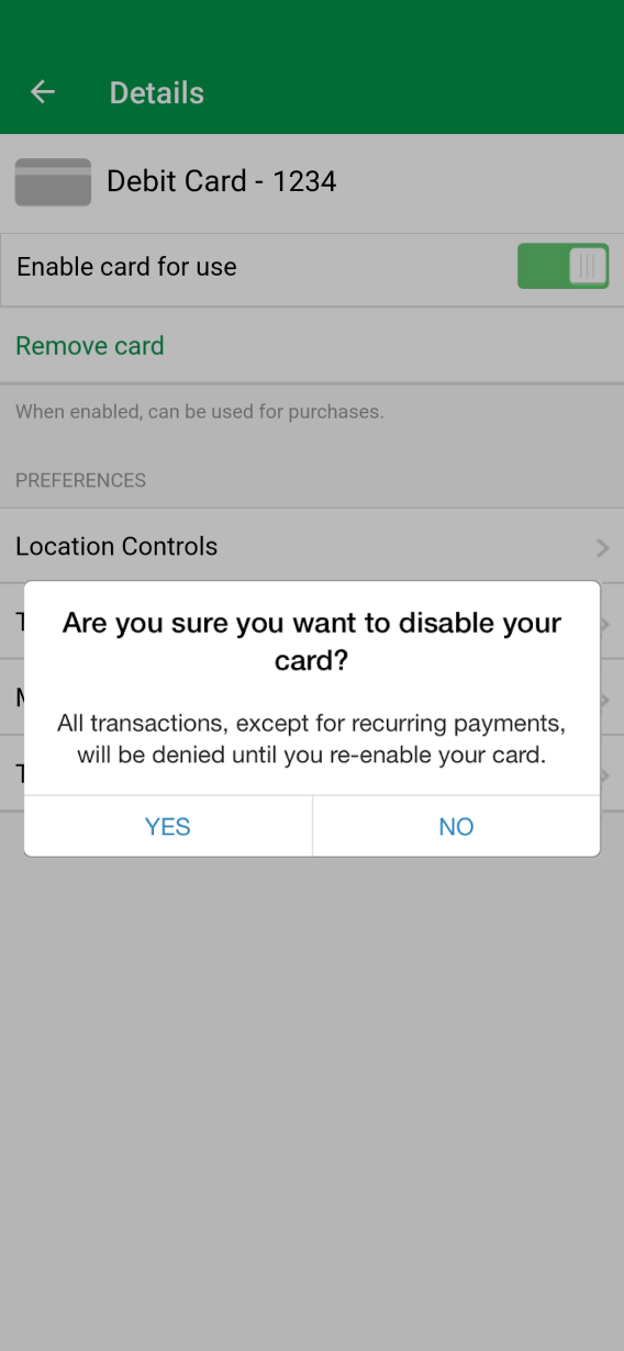 Manage Debit Card Controls | Manage Debit Card Controls demo